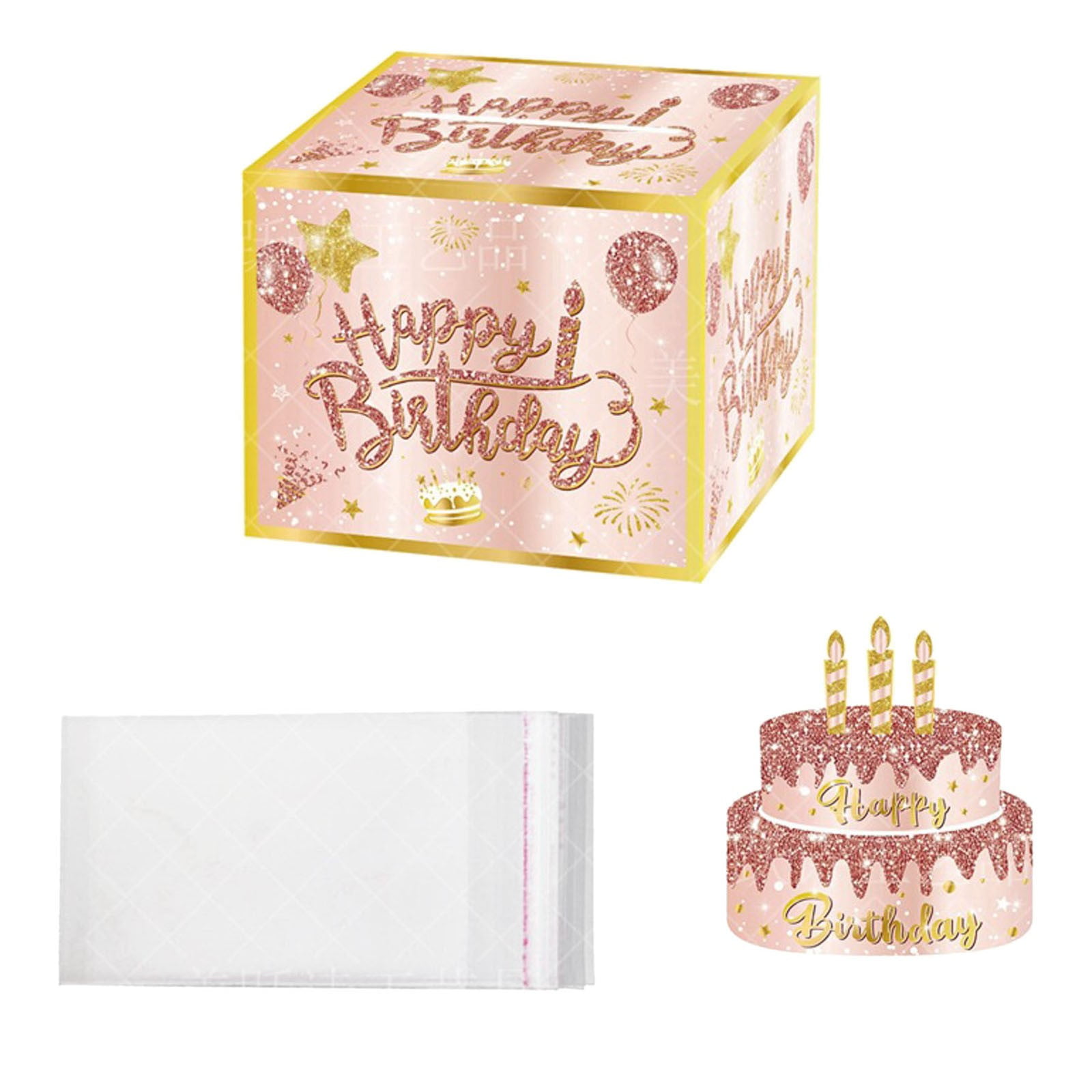 Mozhitti Birthday Money Box for Cash Gift Rose Gold Surprise Cash Box ...