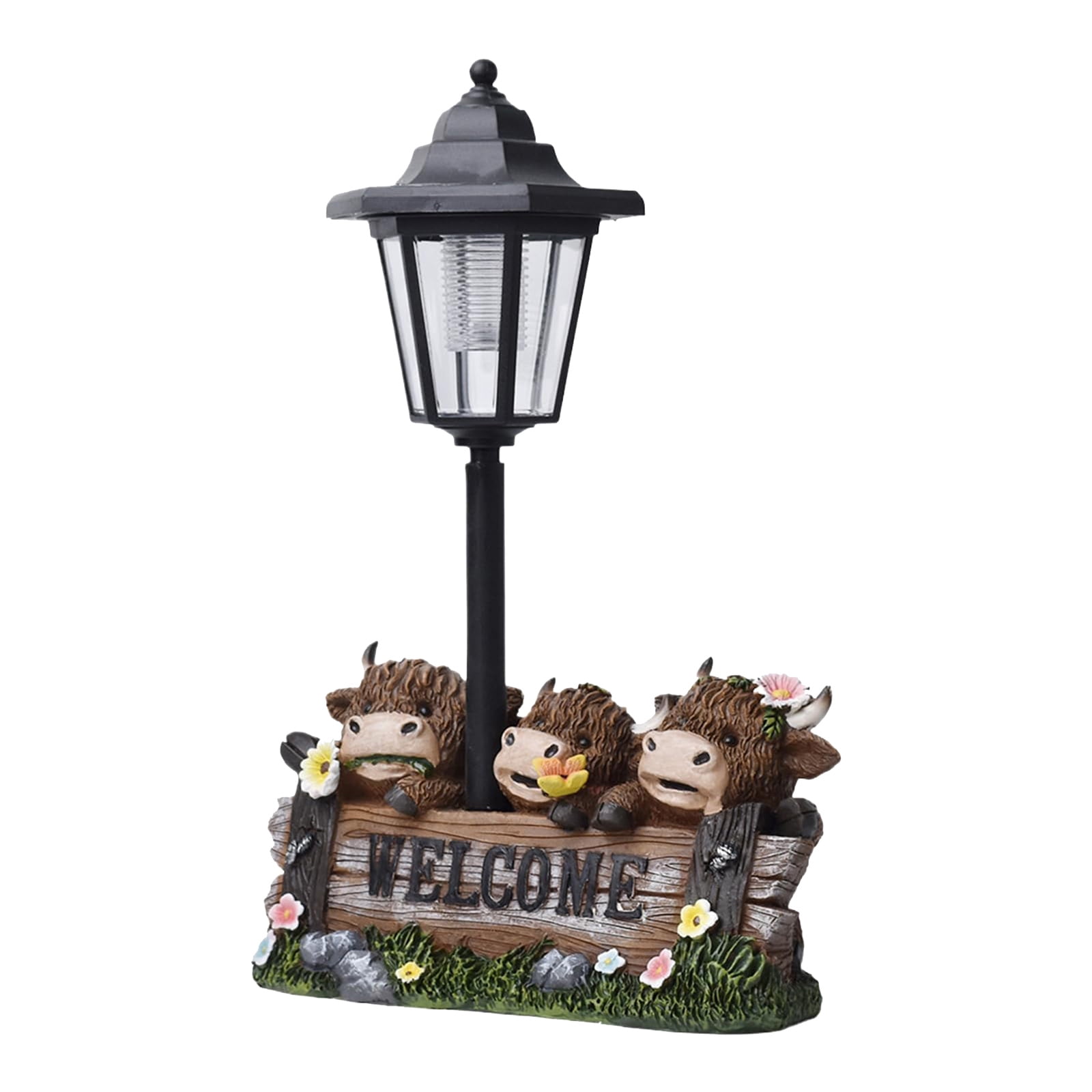 Mozhitti Cartoon Cow Solar Garden Lamp Retro Streetlight Outdoor Decor ...