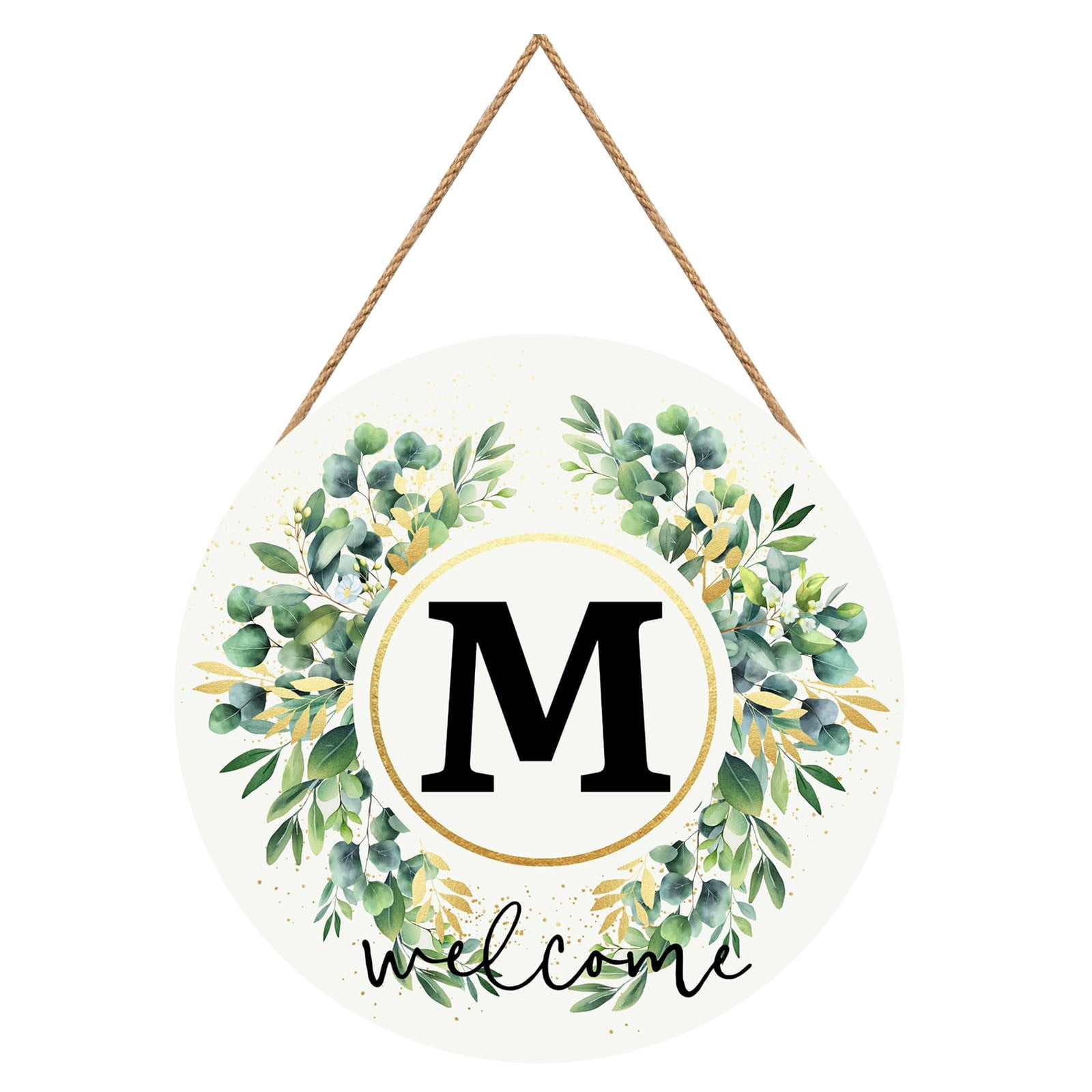 Mozhitti Monogram Letter M Wreaths for Front Door Wreath Wooden Welcome ...