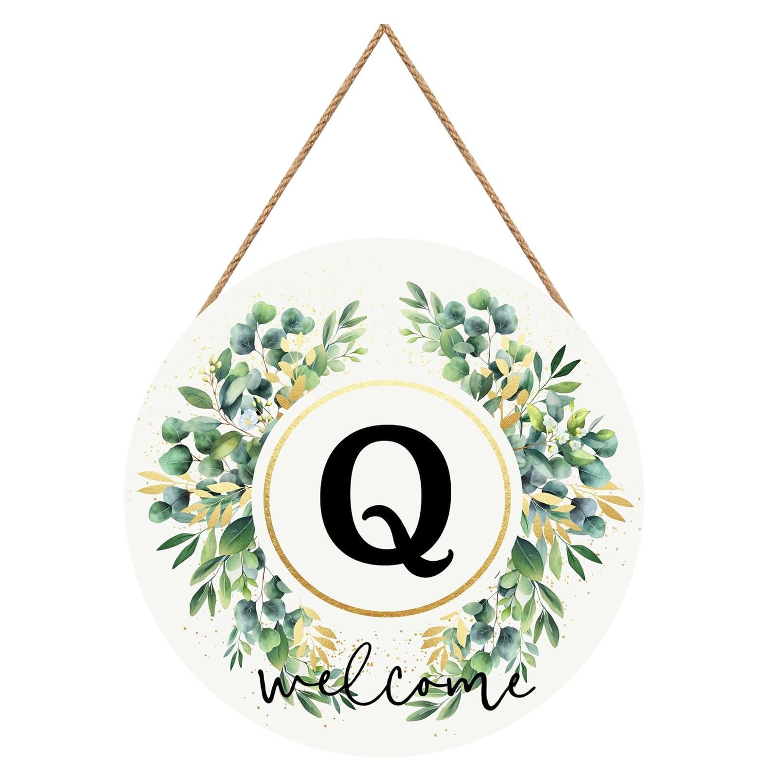 Mozhitti Monogram Letter Q Wreaths for Front Door Wreath Wooden Welcome ...
