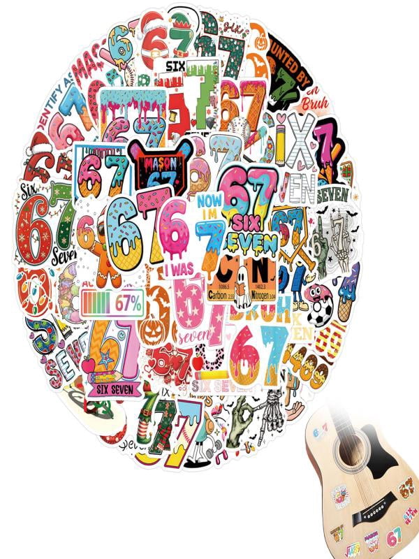 Mozhitti Six Seven Stickers 57Pcs Funny 6 7 Stickers Vinyl Gifts For ...