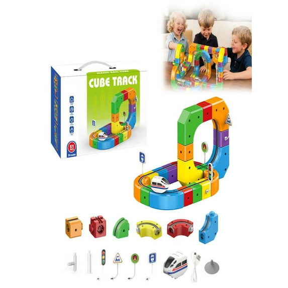 Mozhitti Track Electric Train Set 51 Pieces Electric Train Set Flexible ...