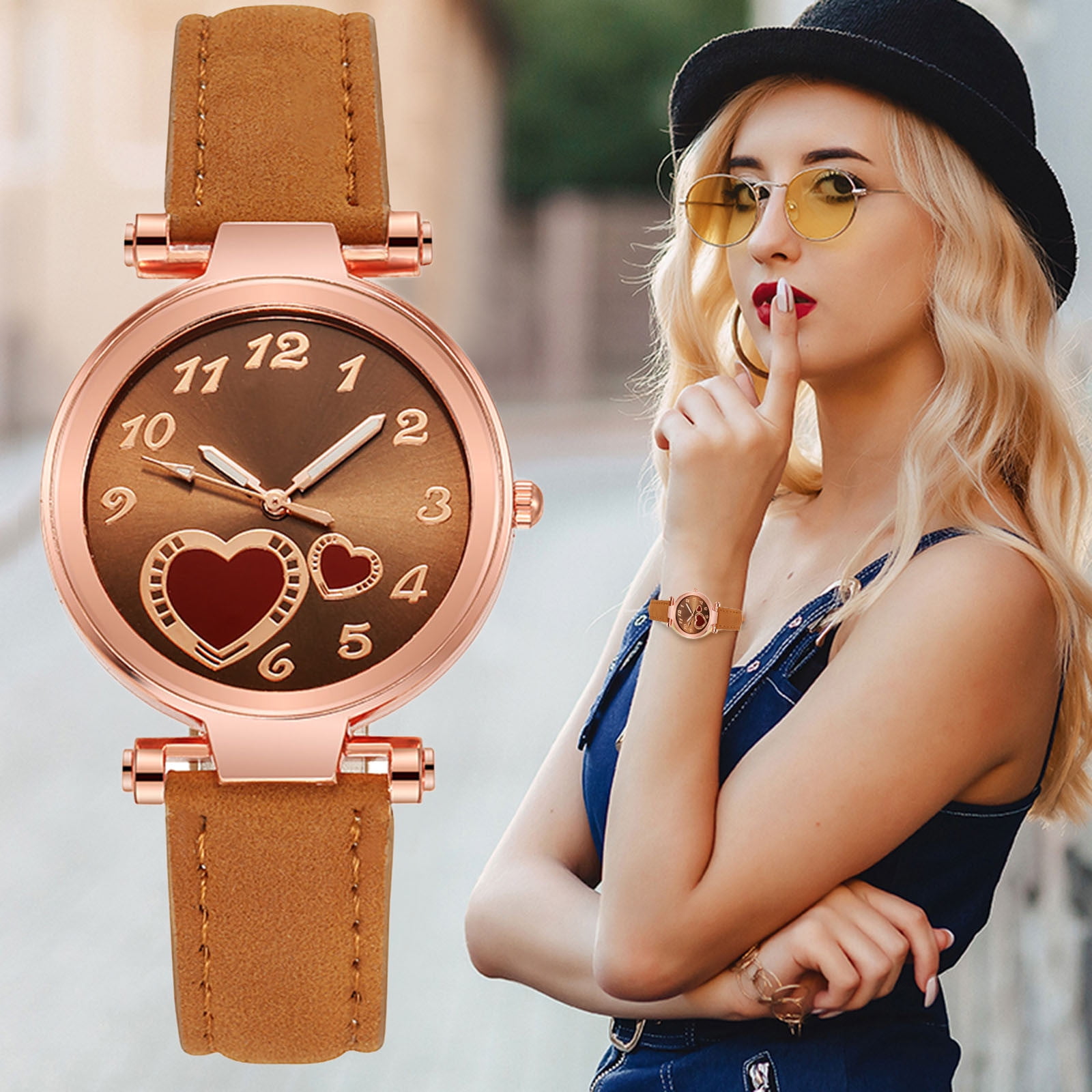 Mozhitti Women's Watches, Classic Quartz Watch with Love Heart Easy ...