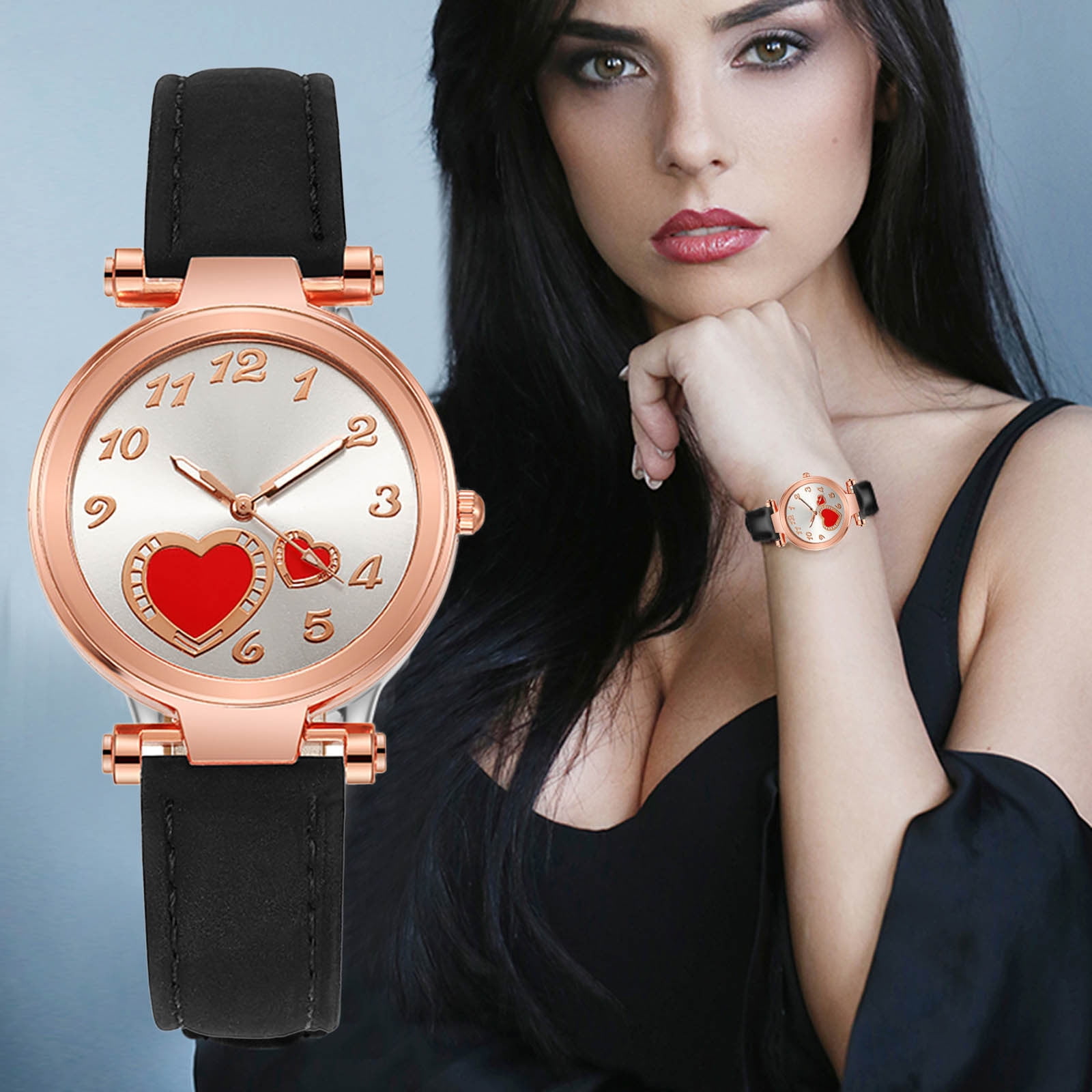 Mozhitti Women's Watches, Classic Quartz Watch with Love Heart Easy ...