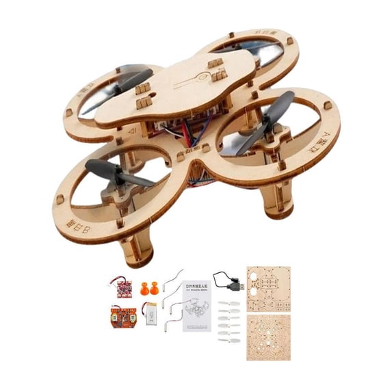 Mozhitti Wooden Drone Model Kit DIY Wooden Assembly RC Drone Kit RC ...