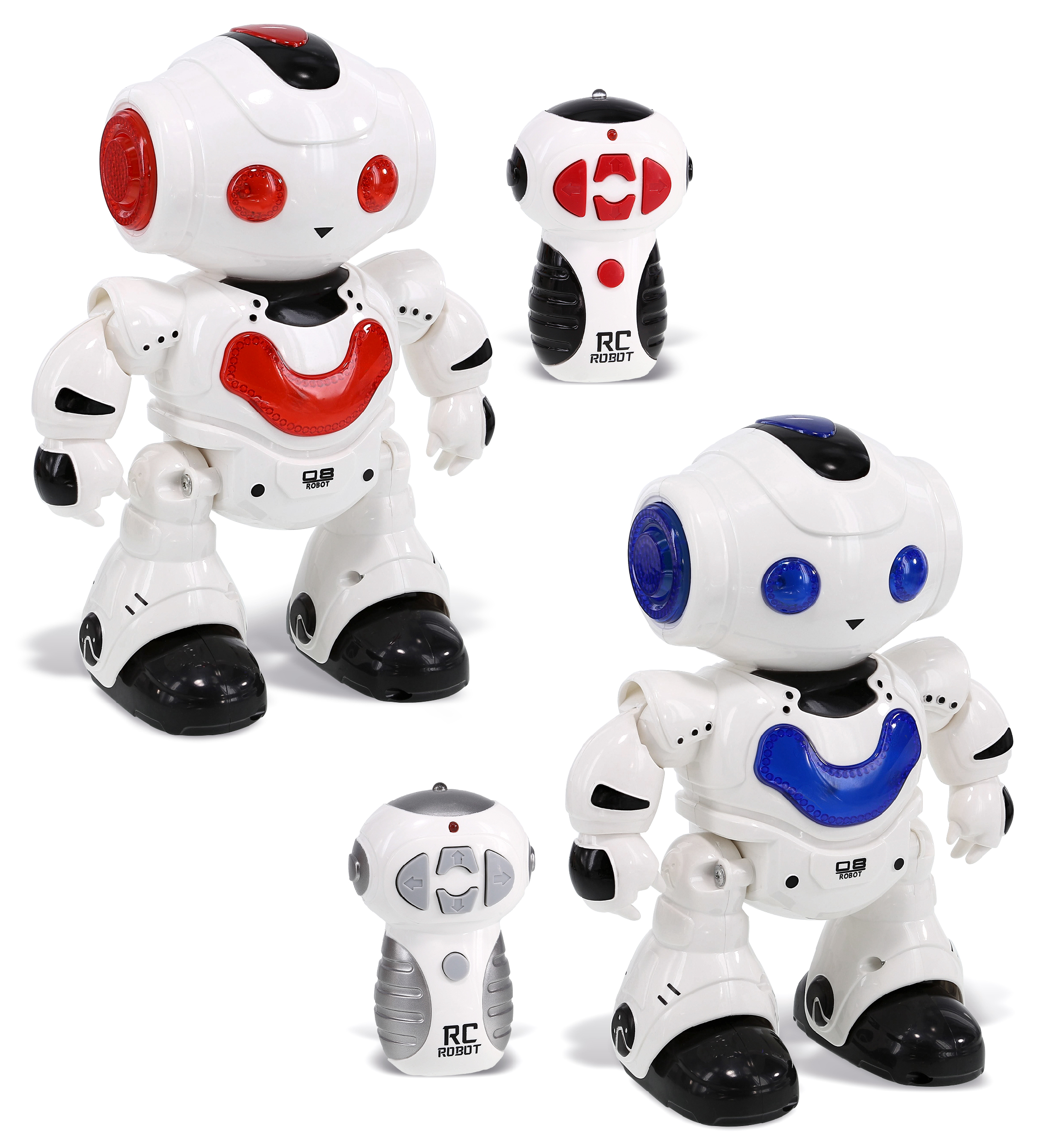 Mozlly Sound & Lights RC Robot Toys - Remote Control Red and Blue ...
