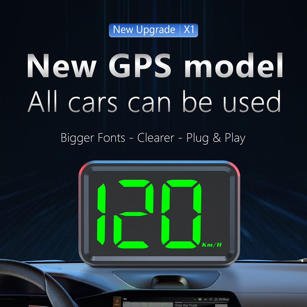 MPH Km/H Car HUD Head-up Display GPS Digital Speedometer Big Font For ...
