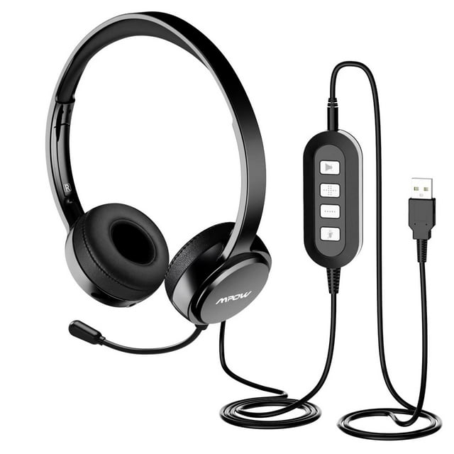 Mpow 071 USB/3.5mm Office Headset with Noise Cancelling Mic, Wired PC ...