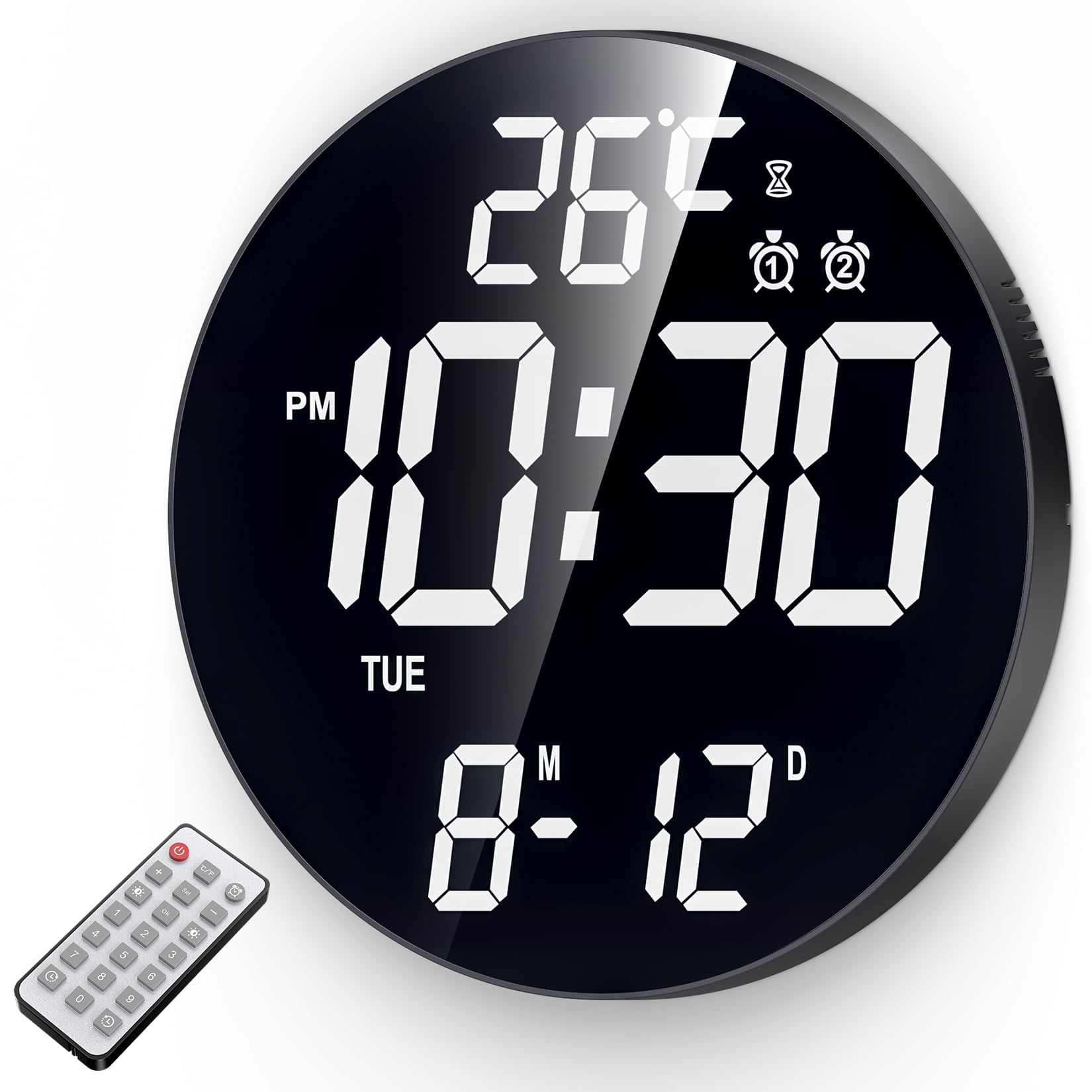 Mpow 11.4" Large Digital Wall Clock with Remote Control, Dual Alarms ...