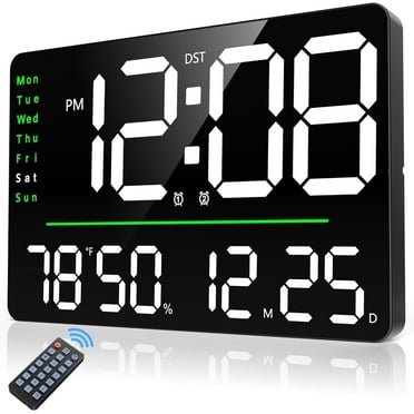 XREXS 14.17 Inch Digital Clock with LCD Screen, Alarm, Countdown Timer ...