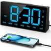 Sharp Alarm Clock with 2X Outlets, Surge Protect, Rapid USB Charge, LED ...