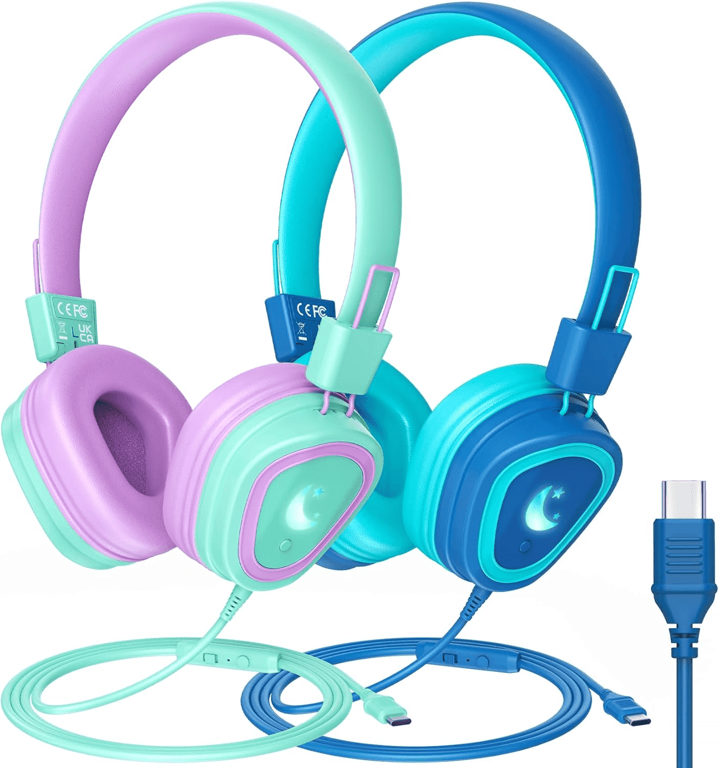 Mpow Kids Headphones with Microphone(2 Pack), Stereo Audio Share Volume ...