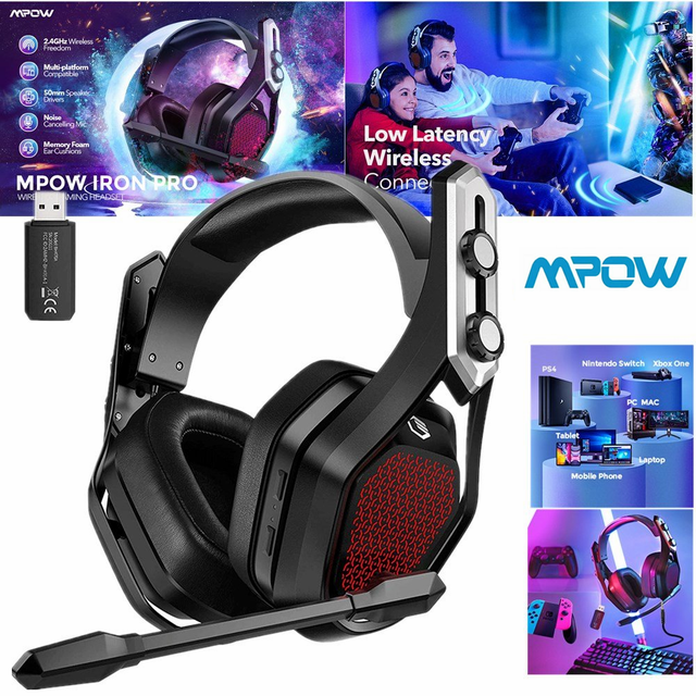 Mpow Iron Pro Wireless Gaming Headset, Noise Cancelling MIC, Wired 3 ...