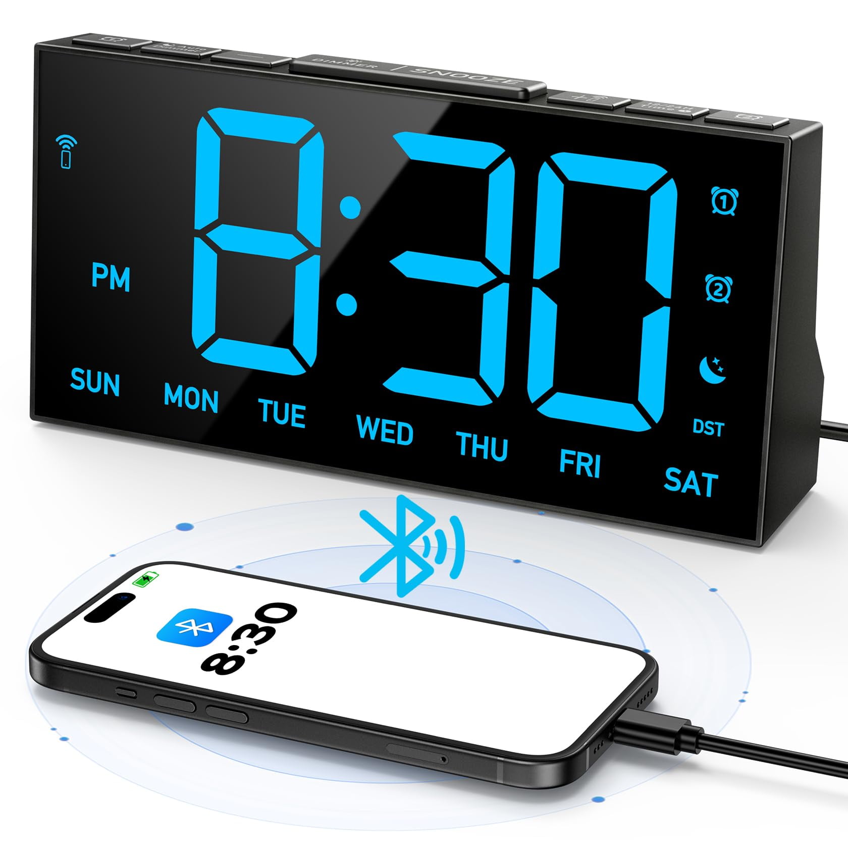 Mpow Wireless Sync Time Digital Alarm Clocks for Bedrooms, Digital ...