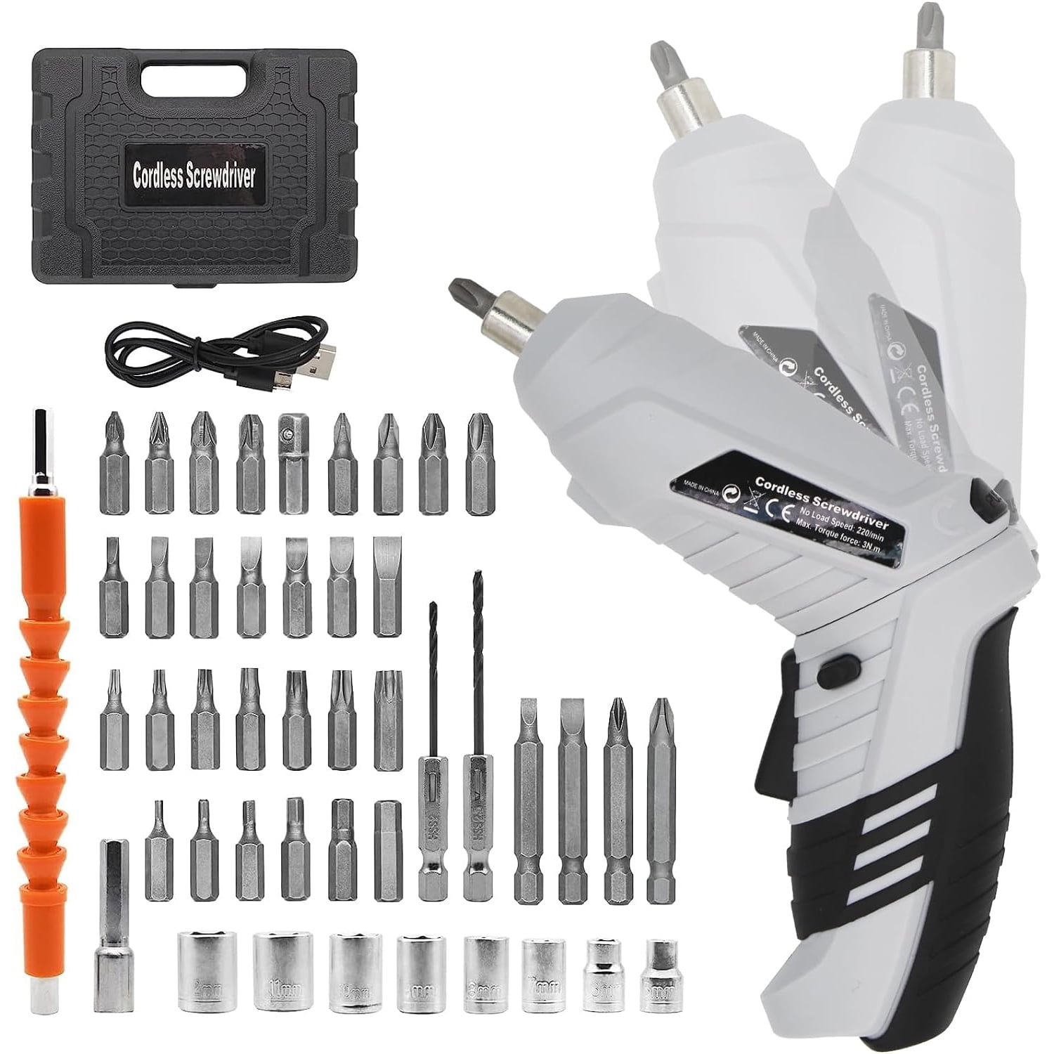 MQ 47 in 1 Cordless Screwdriver, 3.6V Rechargeable Electric Kit with ...