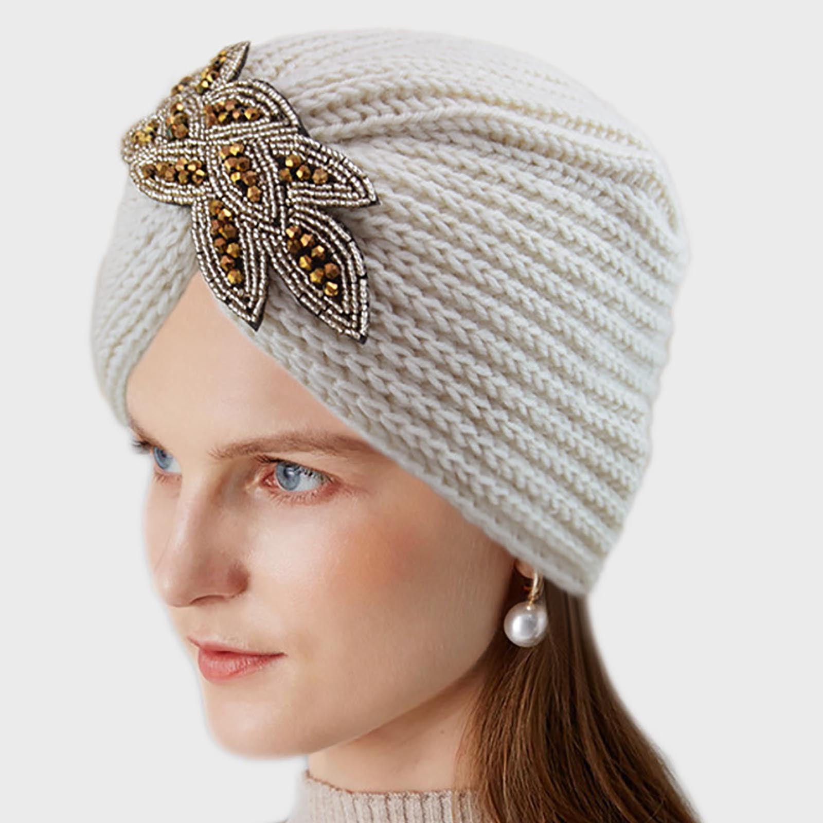 Mqqzkk Women Crochet Beanie Hat Handmade Knit Floral Skull Caps Cutout ...