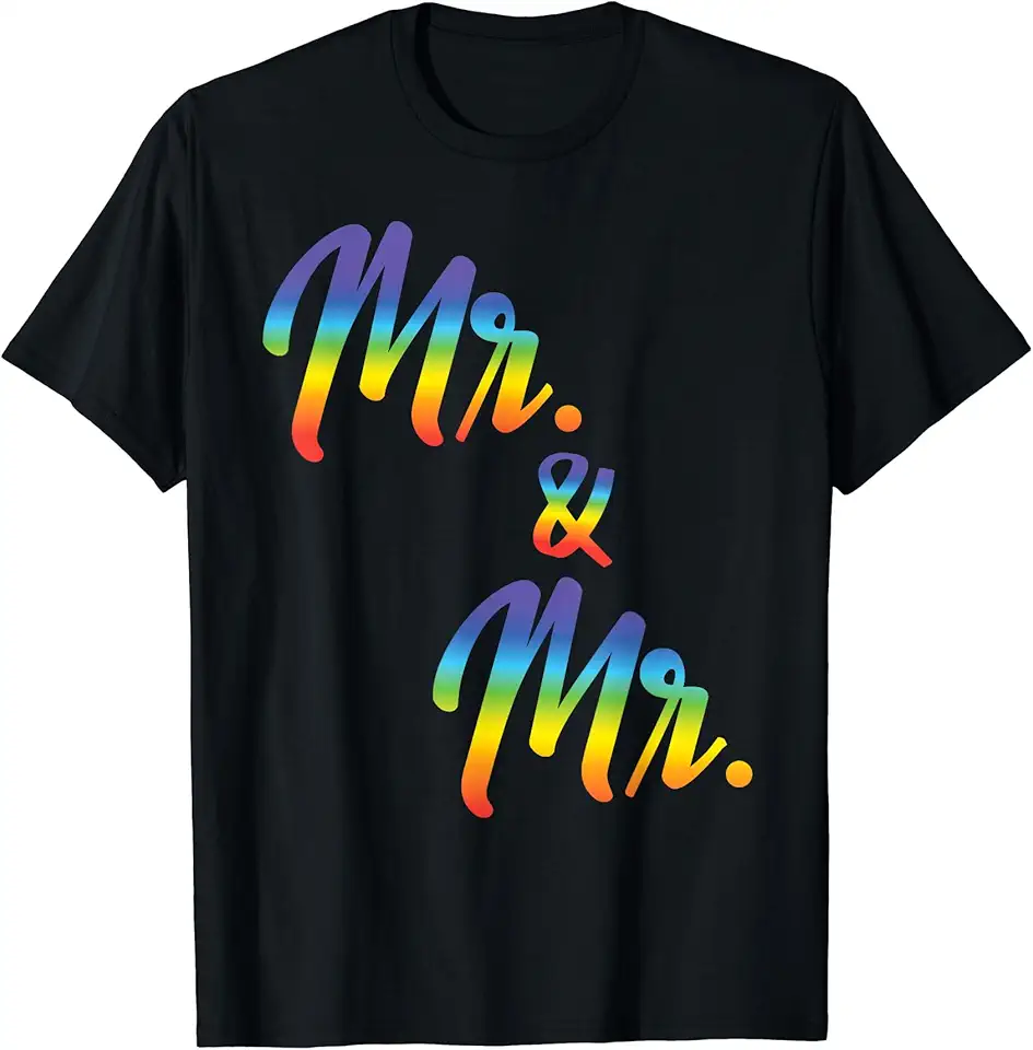 Mr. And Mr Just Married Gay Relationship Goals Rainbow Print T-Shirt - Walmart.com