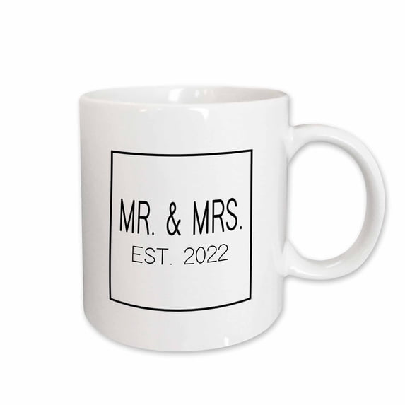 3drose, Mr and Mrs Est. 2022. Black Letters Inside Square on White ...