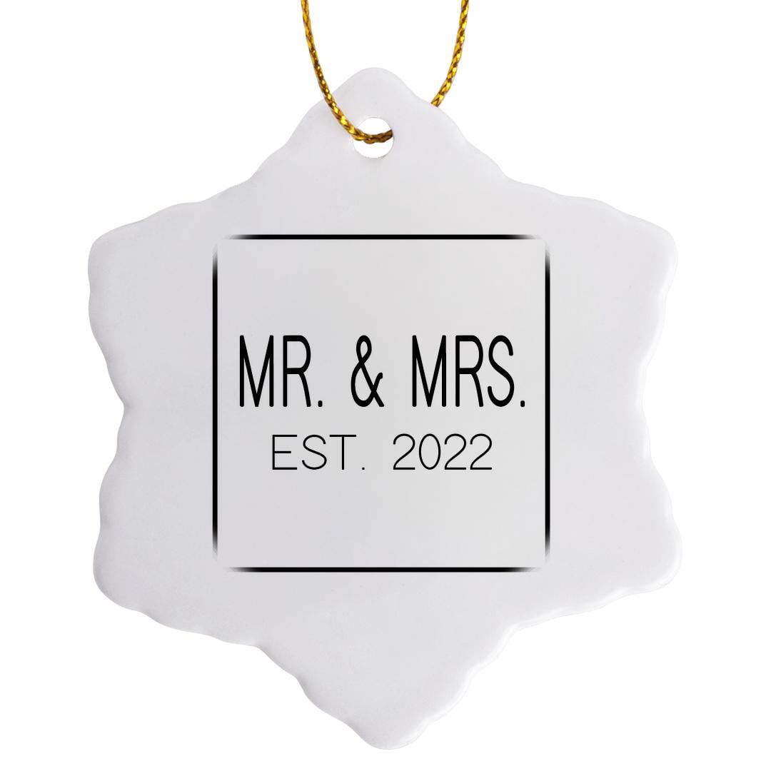3drose, Mr and Mrs Est. 2022. Black Letters Inside Square on White ...