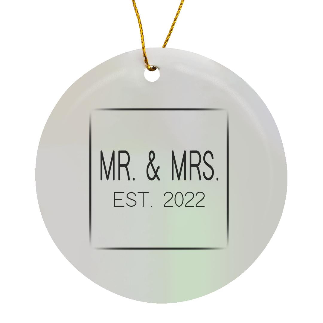 3drose, Mr and Mrs Est. 2022. Black Letters Inside Square on White ...
