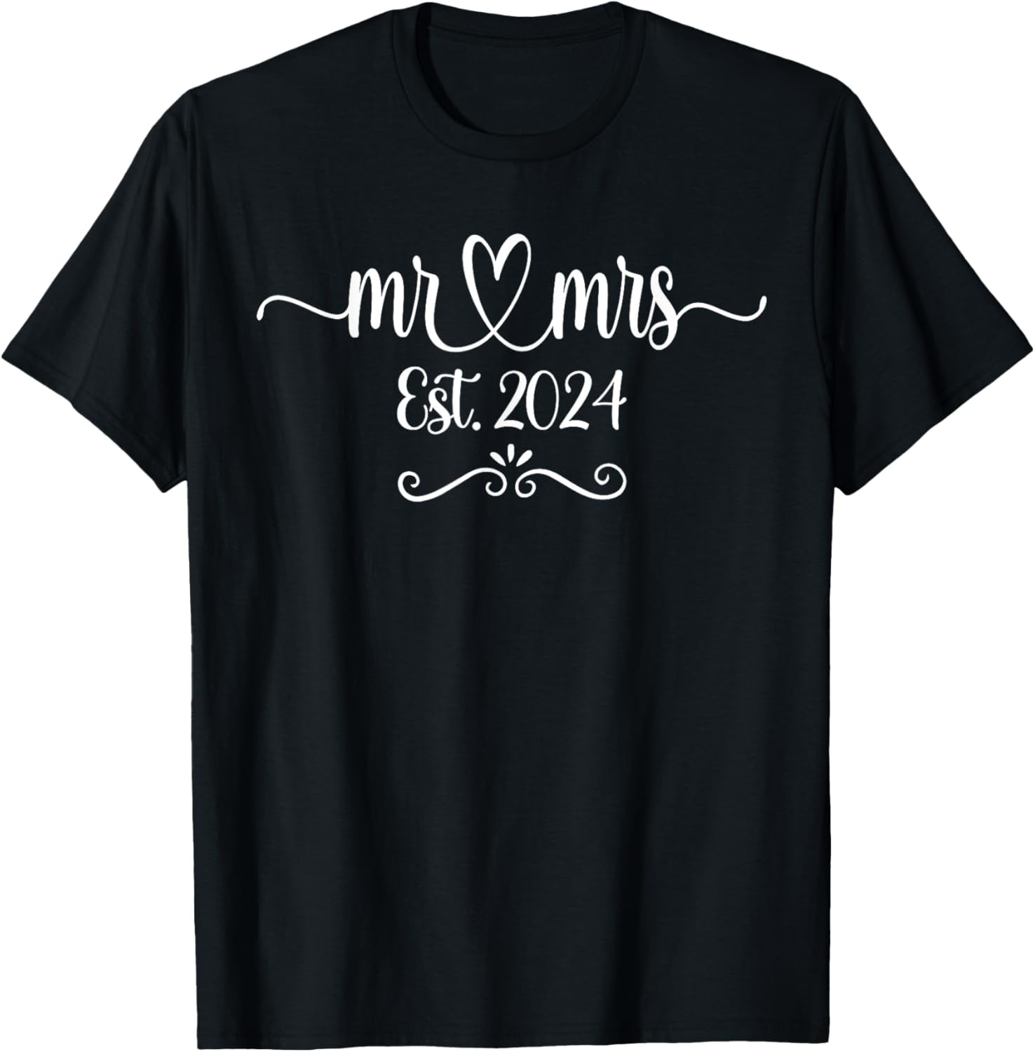 Mr. And Mrs. Est. 2024 Just Married Wedding Husband & Wife T-Shirt ...