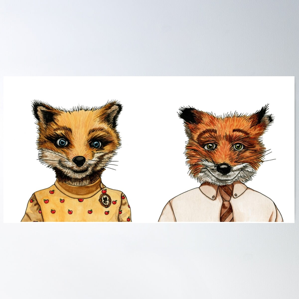 Mr. And Mrs. Fox Poster Wall Art, Modern Wall Decor For Living Room Bedroom, 24x36 UNFRAMED ...
