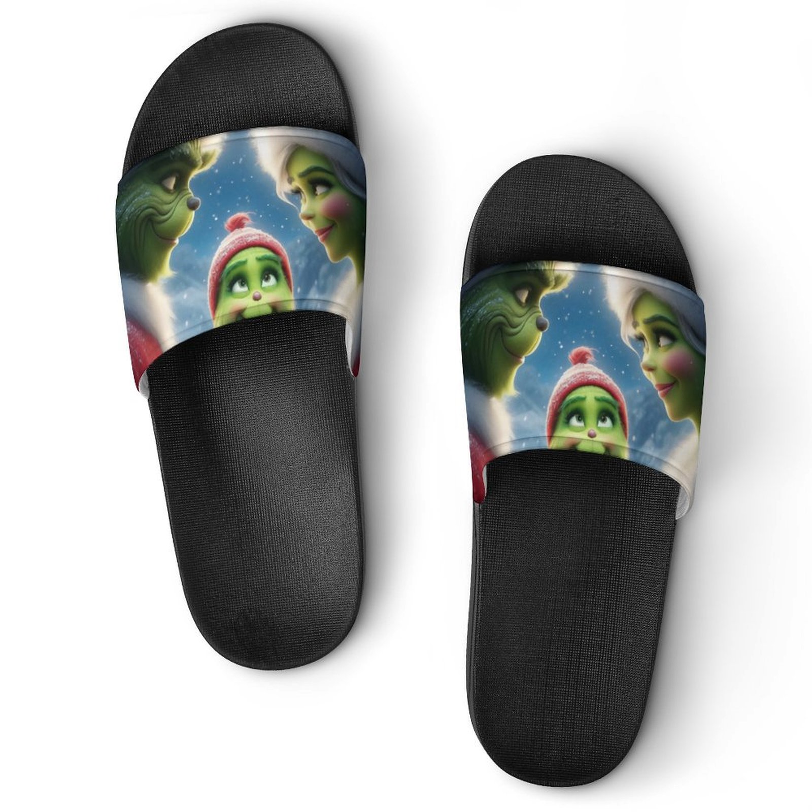 Mr And Mrs Grinch And Their Baby Grinch Slide Sandals for Men Women ...