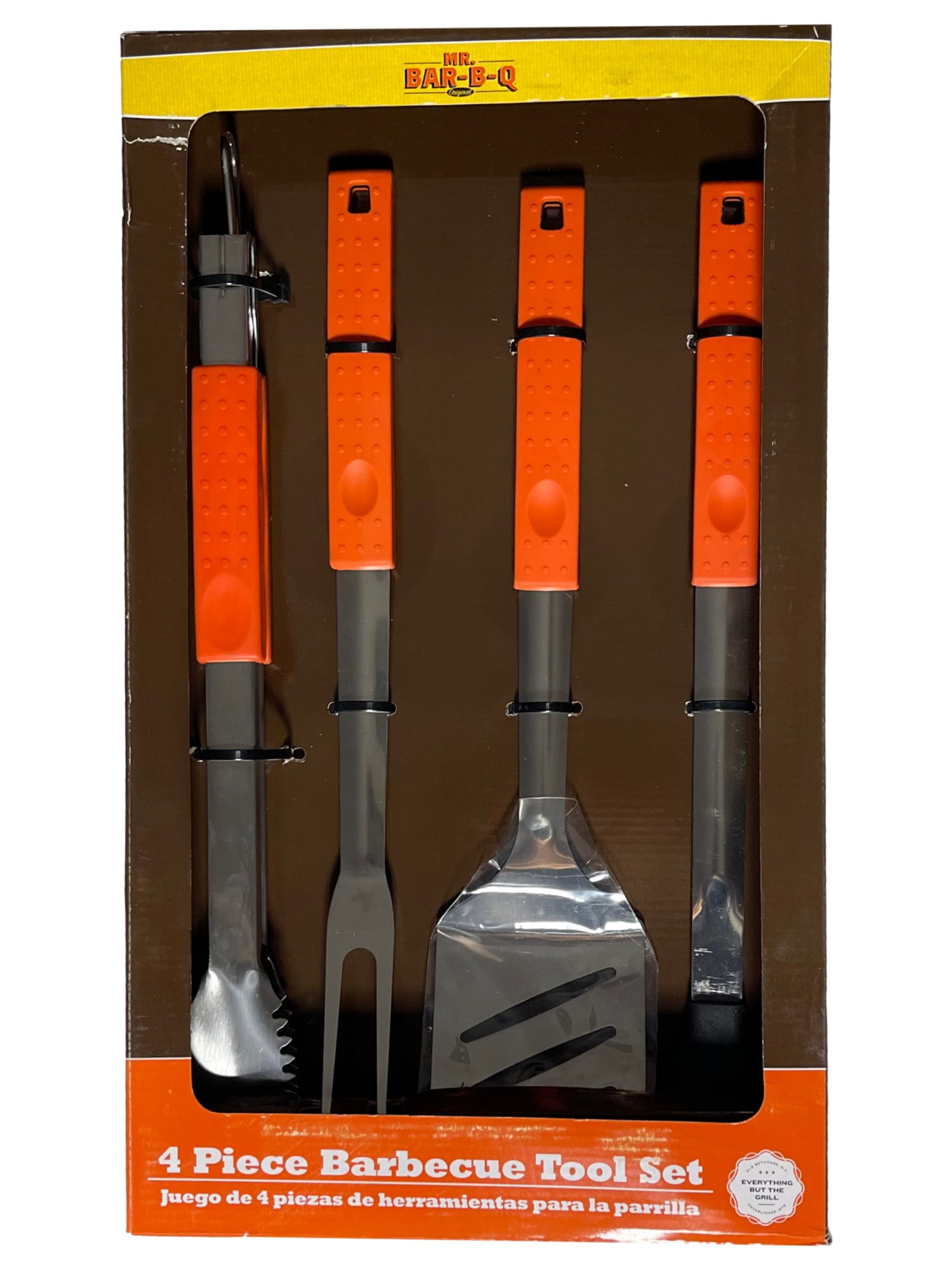 Mr Bar-B-Q 4 Piece Barbecue Tool Set, Stainless Steel BBQ Grilling ...