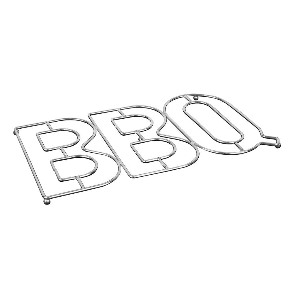 Mr. Bar-B-Q "BBQ" Trivet Metal Chrome Finish For Indoor And Outdoor ...