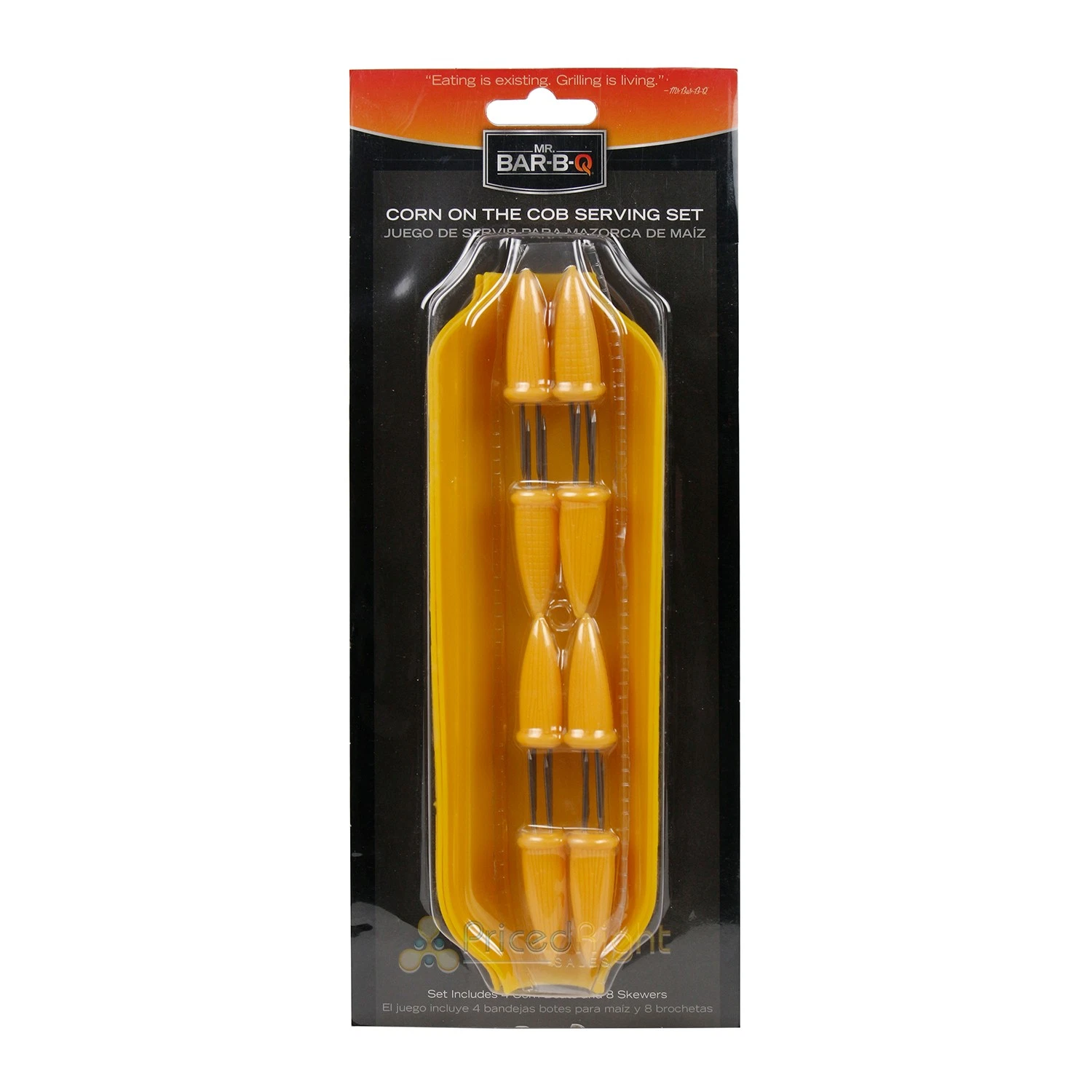 Mr Bar-B-Q Corn On The Cob Serving Set Four Boats Eight Skewers Plastic ...