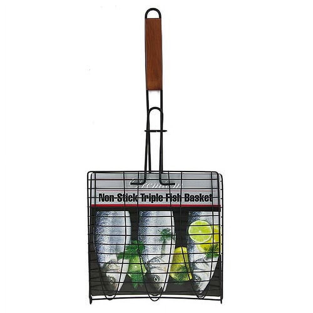 Mr. Bar-B-Q Non-Stick Triple Fish Grilling Basket - Walmart.com