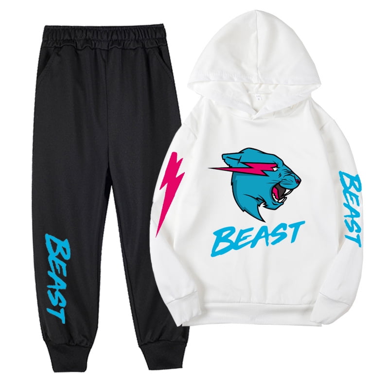 Mr-Be-ast Lightning Cat Boy's Tracksuit Pullover Hoodie Kids Jogging ...