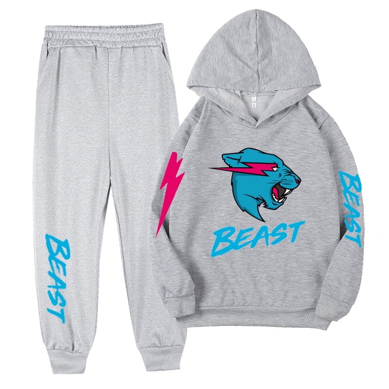 Mr-Be-ast Lightning Cat Boy's Tracksuit Pullover Hoodie Kids Jogging ...