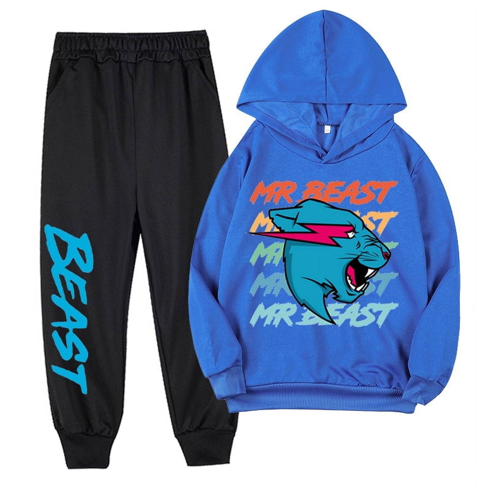 Mr-Be-ast Lightning Cat Kid 2 Piece Outfits Lounge Hoodie Sweatshirt ...