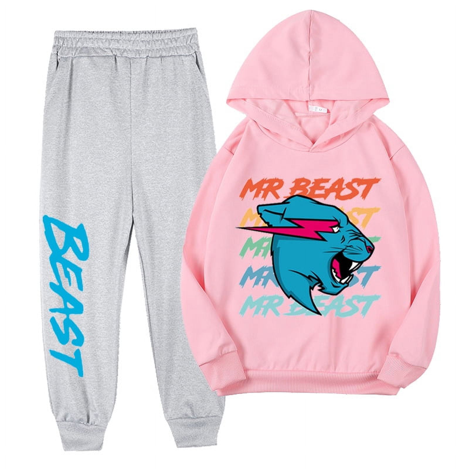 Mr-Be-ast Lightning Cat Kid 2 Piece Outfits Lounge Hoodie Sweatshirt ...