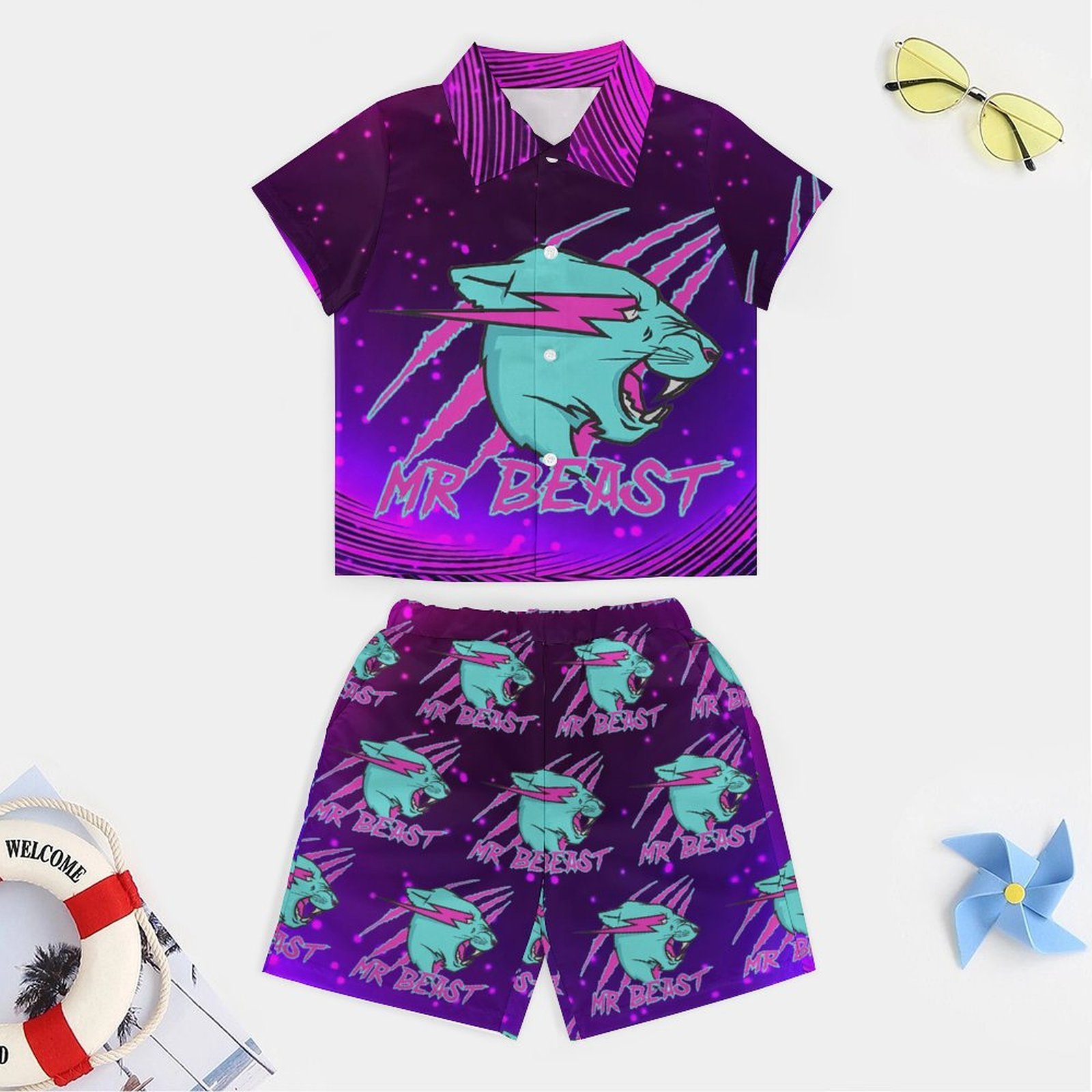 Mr@Bea~st Kids Hawaiian Button Down Shirt and Short Set Beach Shirts ...