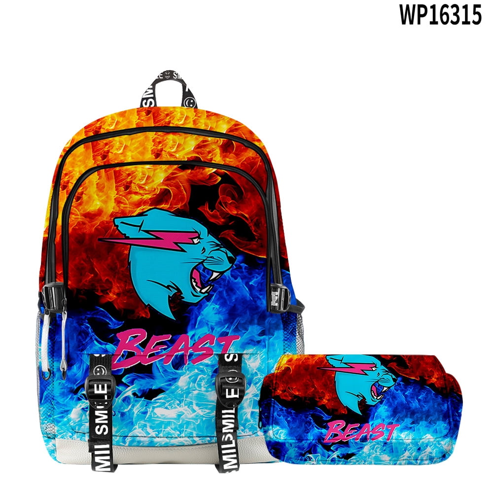 Mr-Bea-st Lightning Cat Backpack with Pencil Box Lightweight Shoulders ...