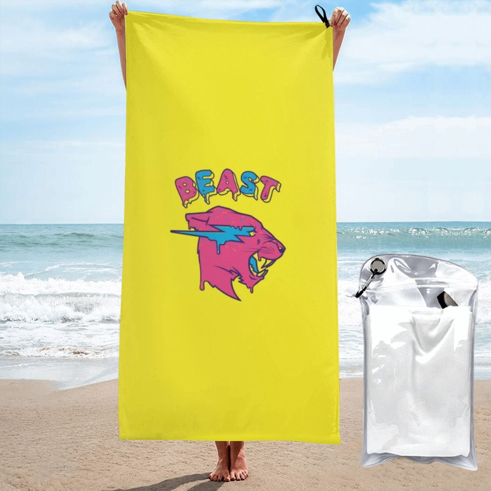 Mr-Beast 03 Microfiber Large Beach Towels Quick Dry Absorbent Sand Free Bath Towels for Bathroom ...