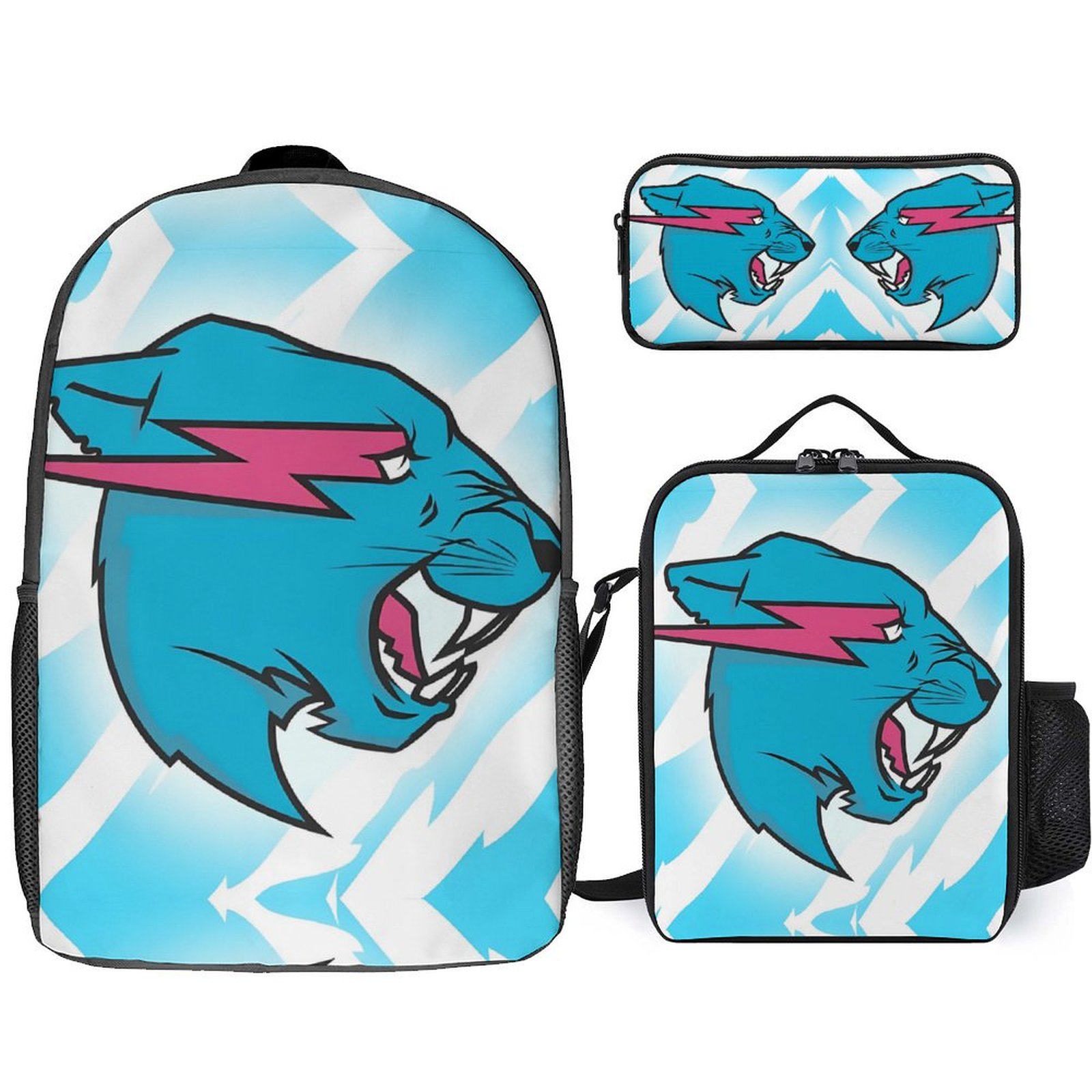 Mr-Beast 3Pcs Backpack Set, 17 Inch Large Capacity Unisex Daypack ...