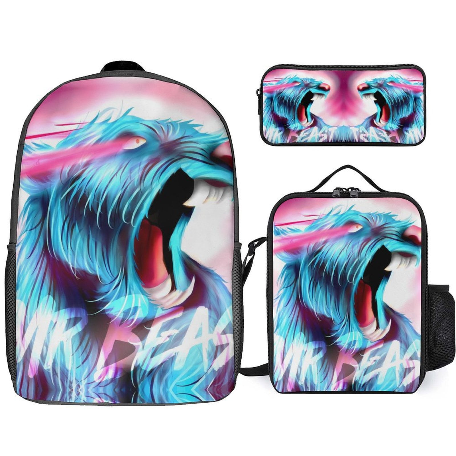 Mr-Beast 3Pcs Backpack Set, 17 Inch Large Capacity Unisex Daypack ...