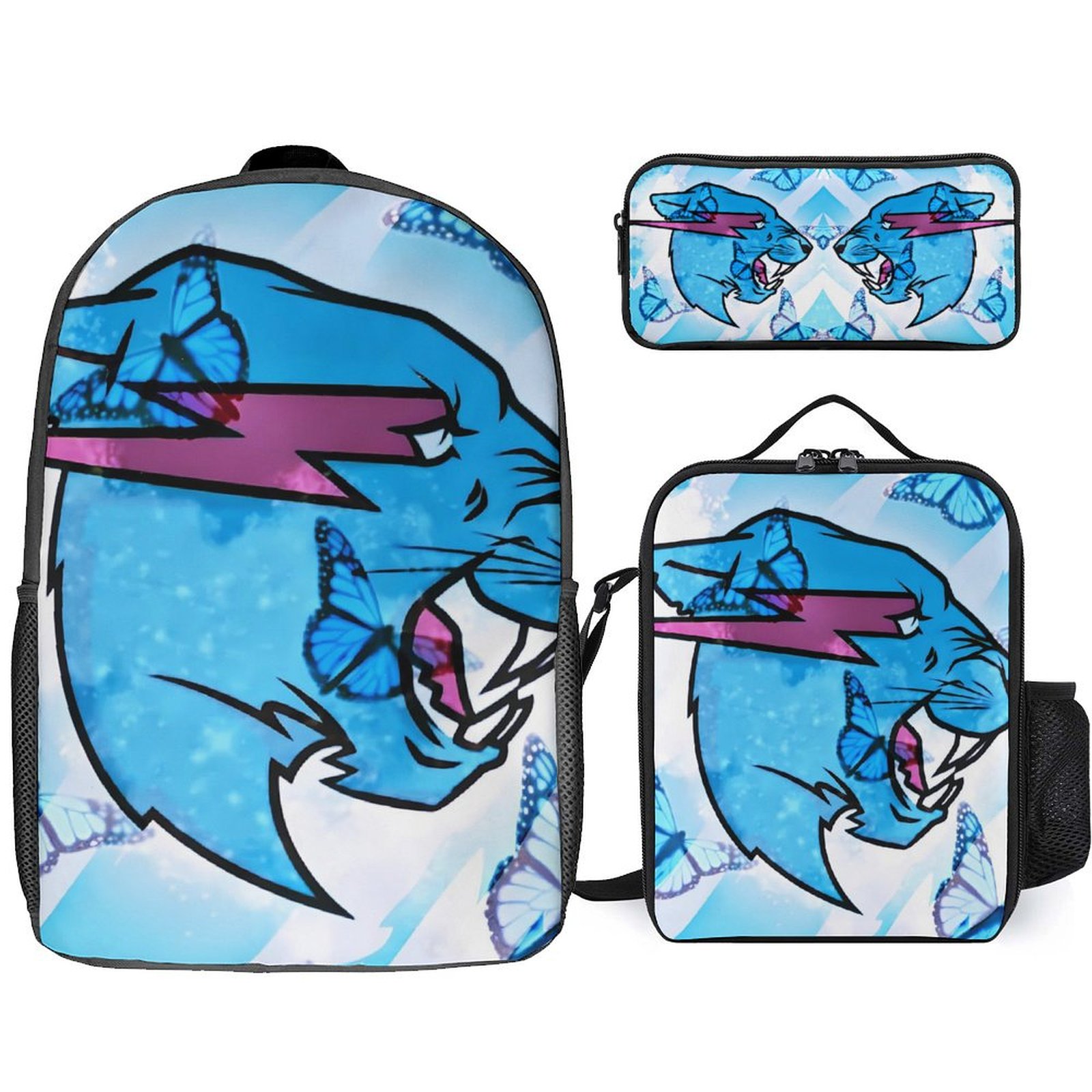 Mr-Beast 3Pcs Backpack Set, 17 Inch Large Capacity Unisex Daypack ...