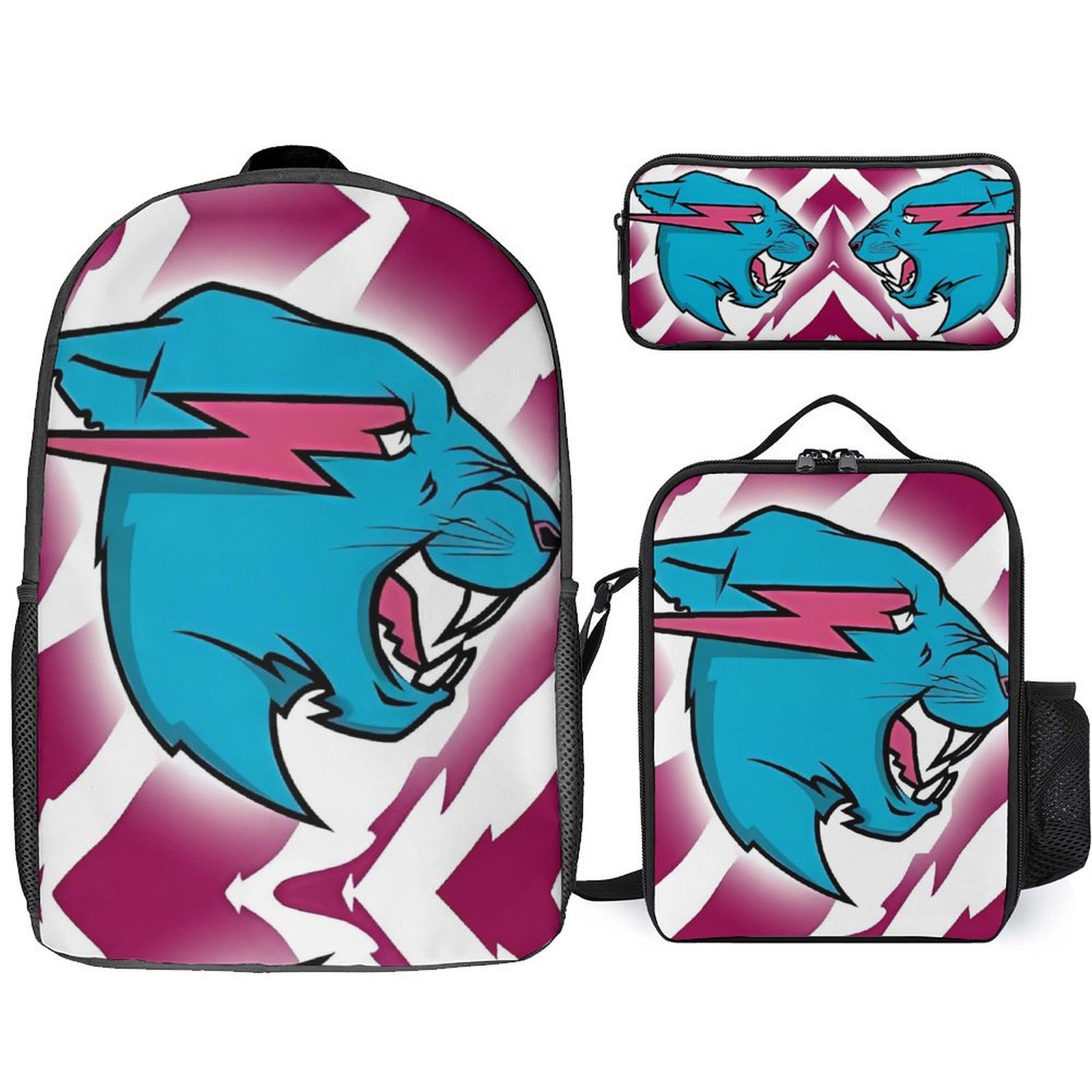 Mr-Beast 3Pcs Backpack Set, 17 Inch Large Capacity Unisex Daypack ...