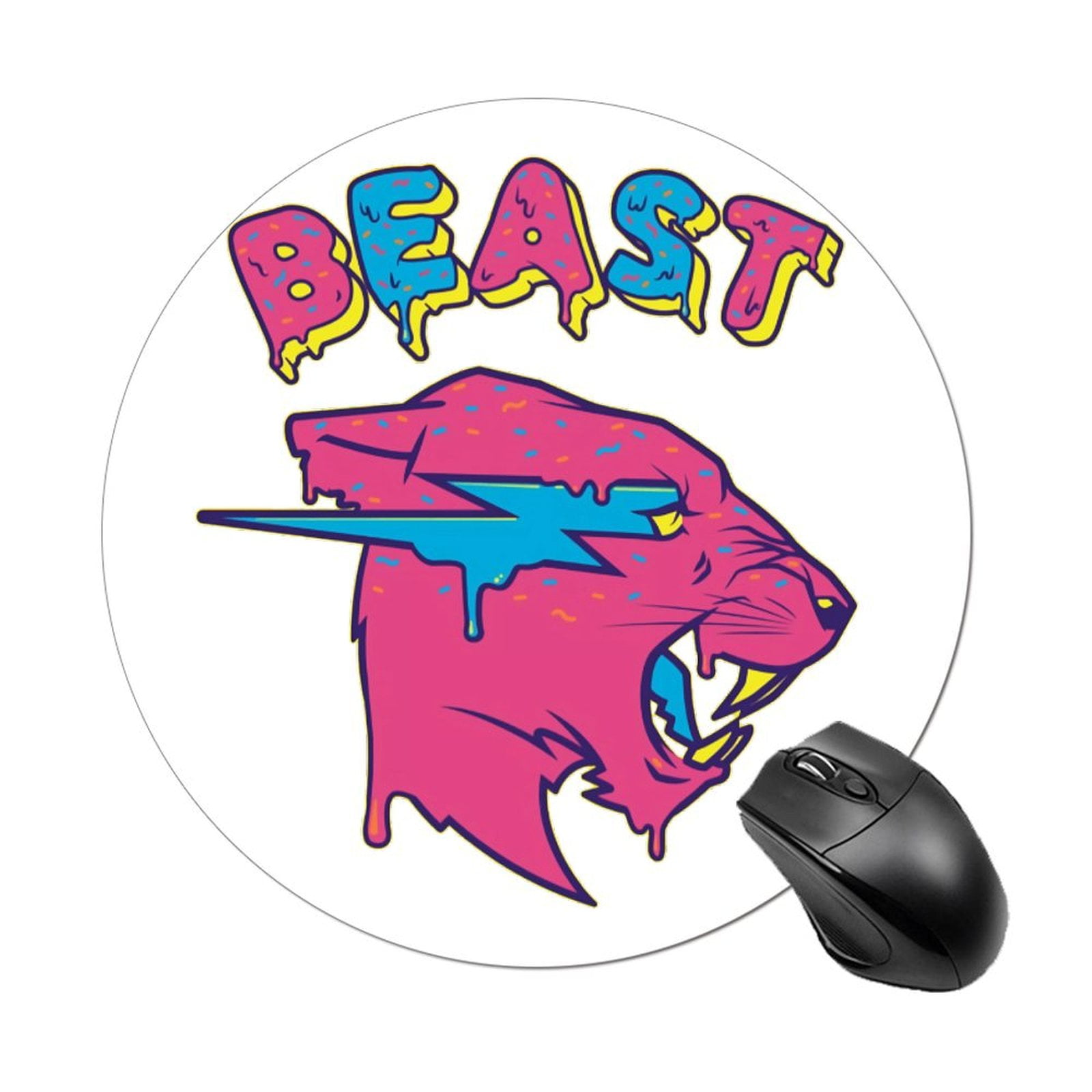 Mr Beast Anti-Slip Round Mouse Pad Portable Design for Home Work Office ...