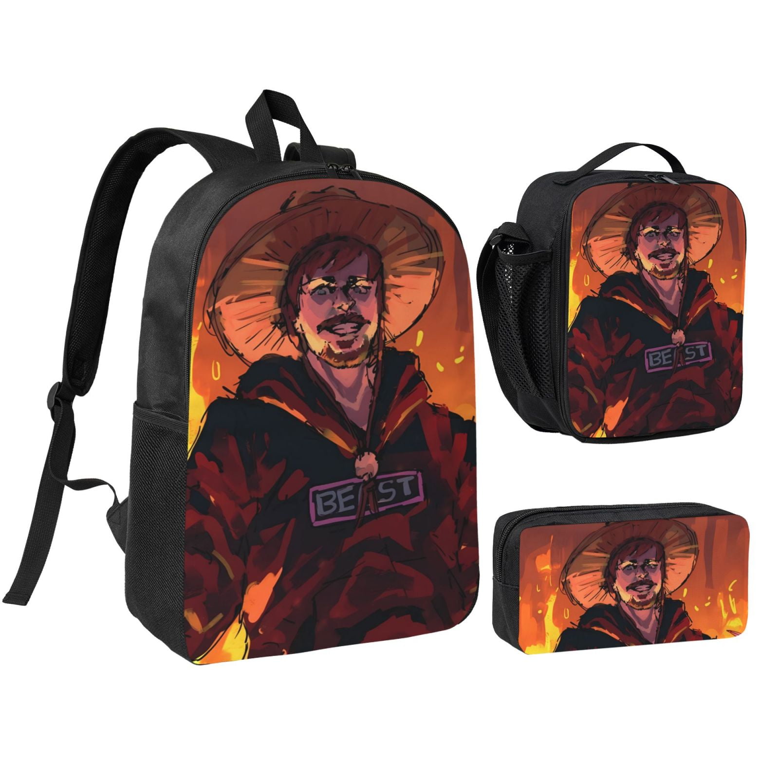Mr-Beast Backpacks Sets, Laptop Backpack With Lunch Box And Pencil Case ...