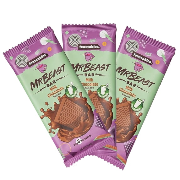 Mr Beast Solid Milk Chocolate Bars – Only 5 Ingredients, Candy Wrapped ...