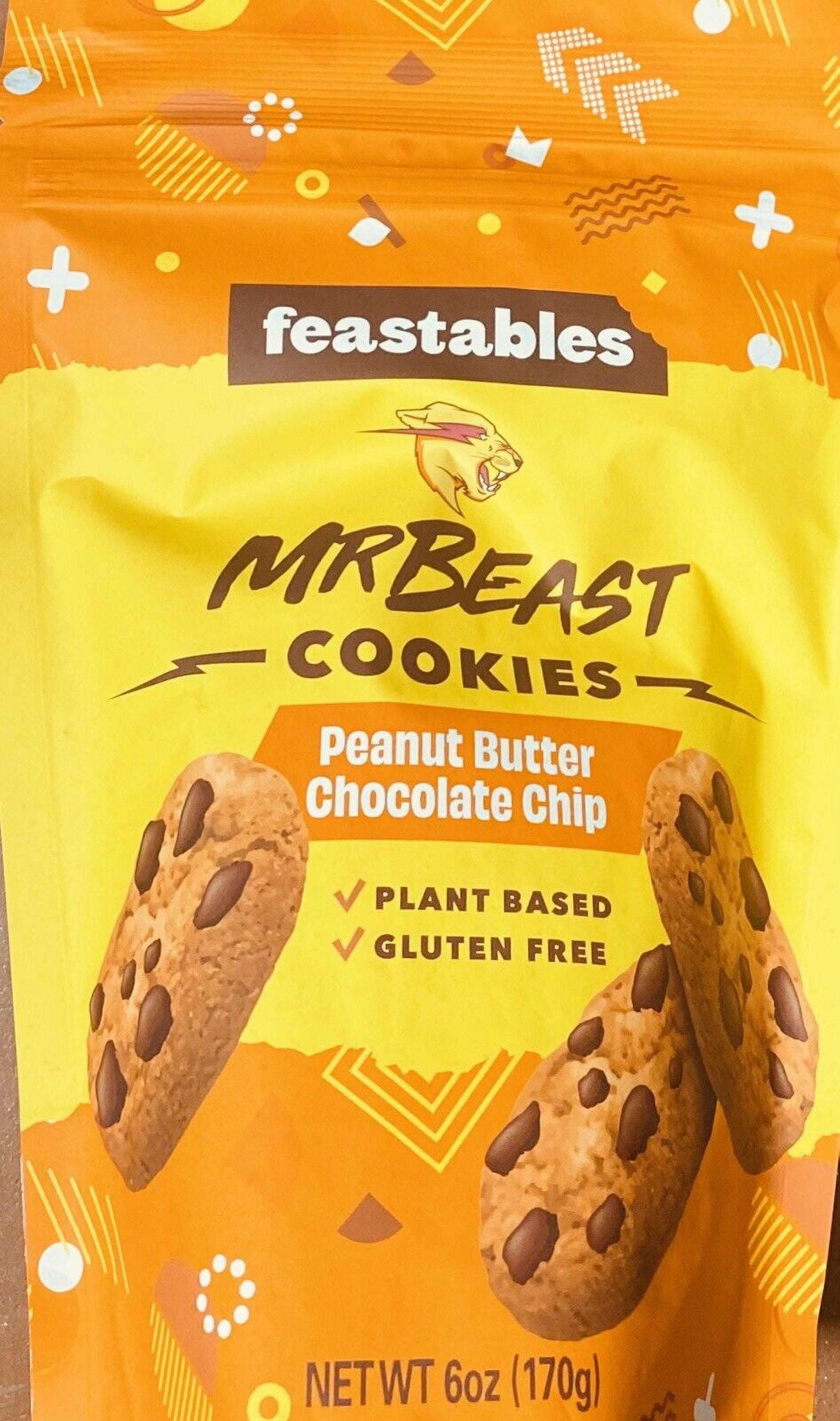Mr Beast Feastables PEANUT BUTTER CHOCOLATE CHIP Plant Based Cookies 6 ...