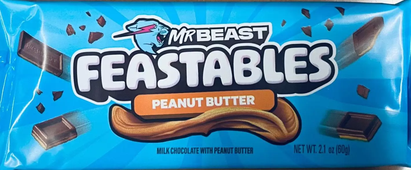 Mr Beast Feastables PEANUT BUTTER Milk Chocolate NEW Bar 2.1 oz ...