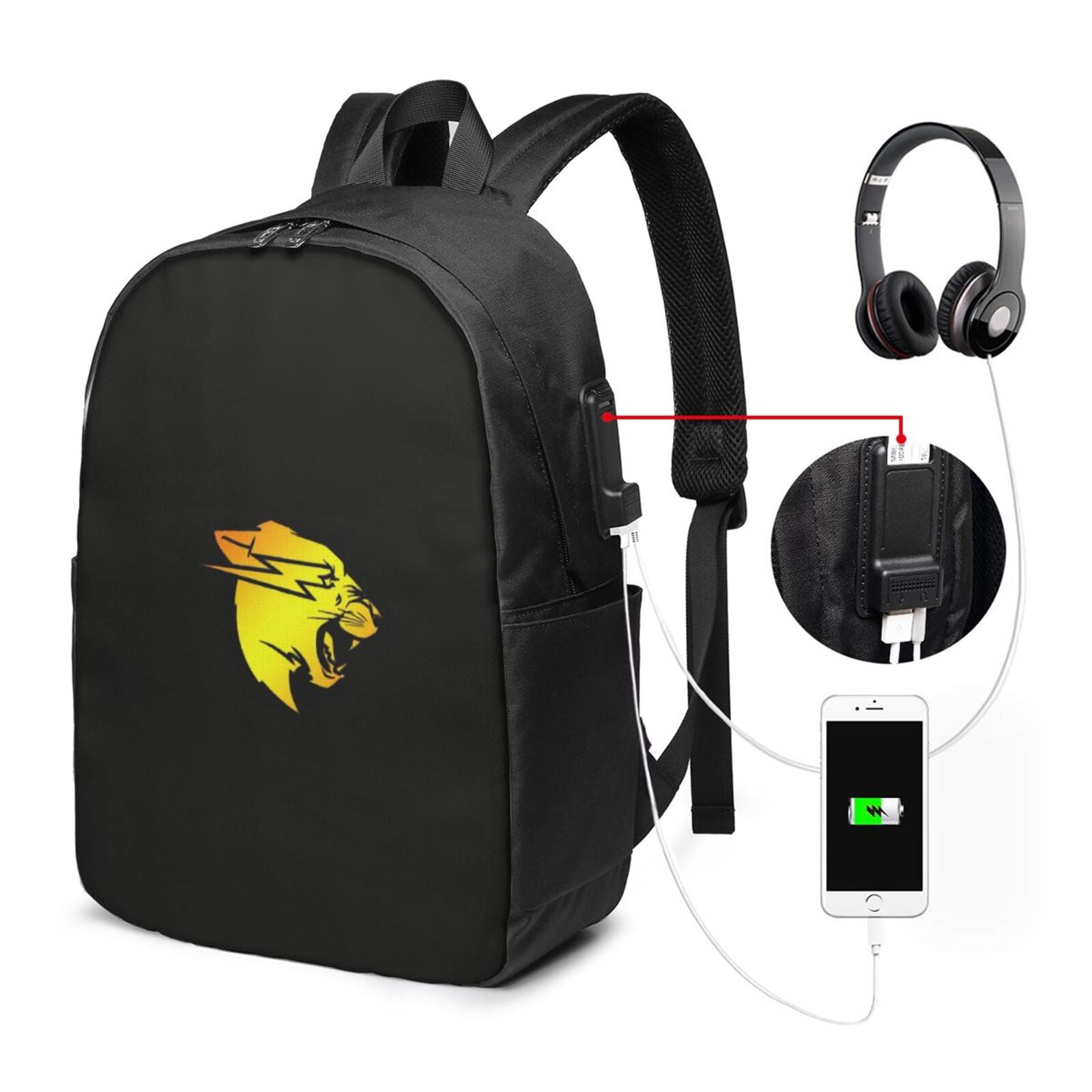 Mr-Beast Gold Logo Large Capacity School & Travel Backpack For Men ...