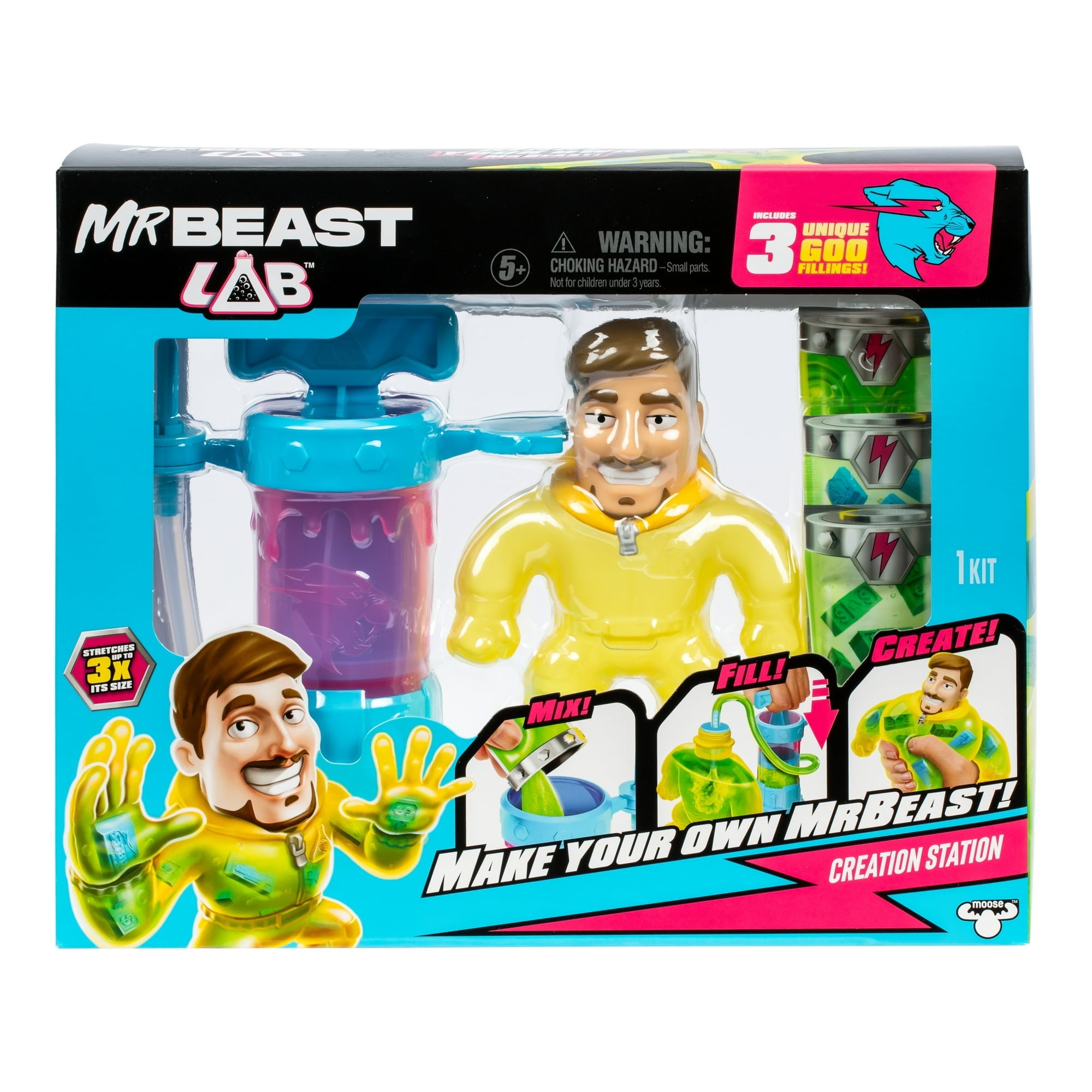 Mr. Beast Lab , Make your Mr.Beast, Fill & Create Your Own Stretchy Action Figure Ages 4 ...