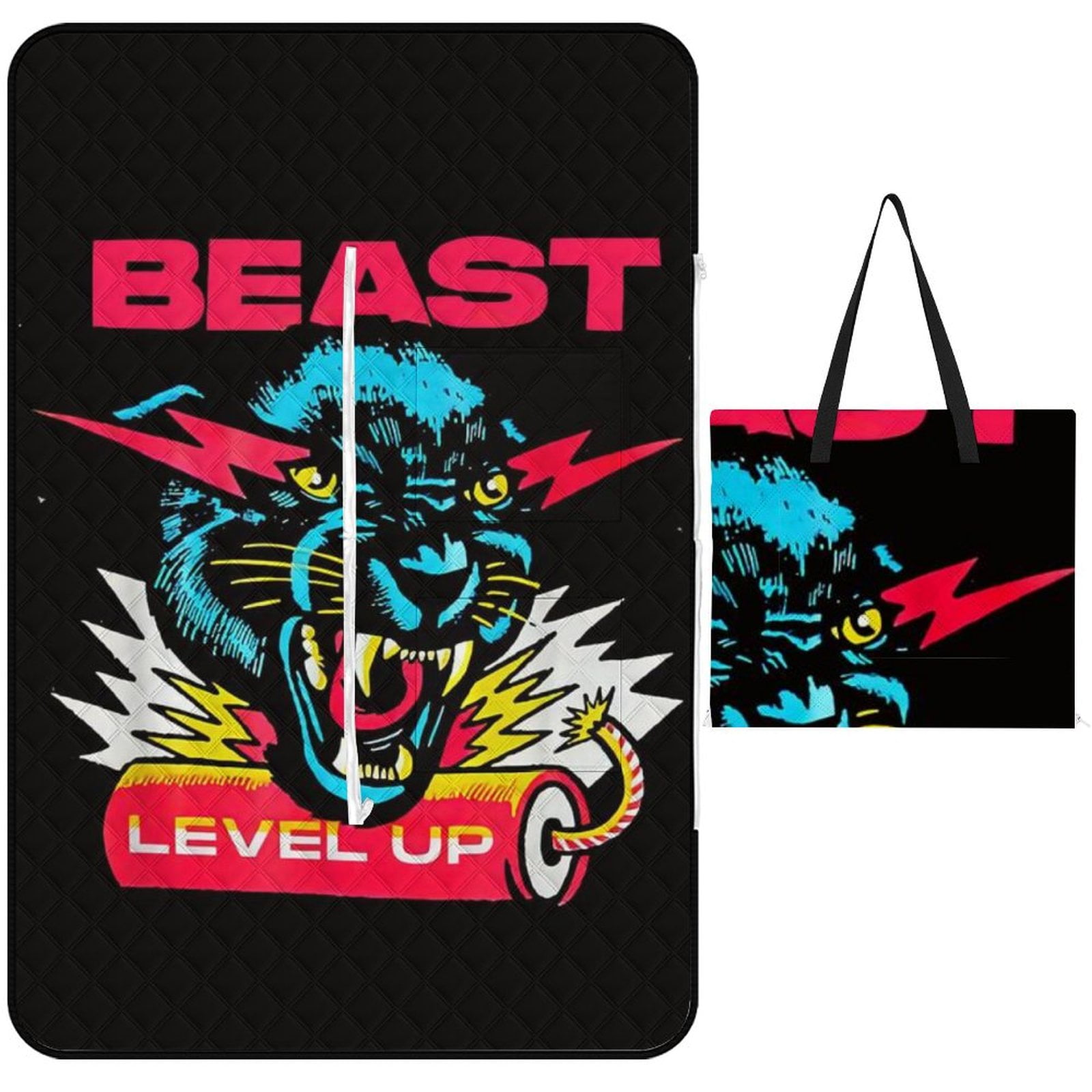 Mr Beast Level Up Logo Picnic Blankets,59x39 Waterproof Picnic Mat,Beach Blanket,Foldable ...